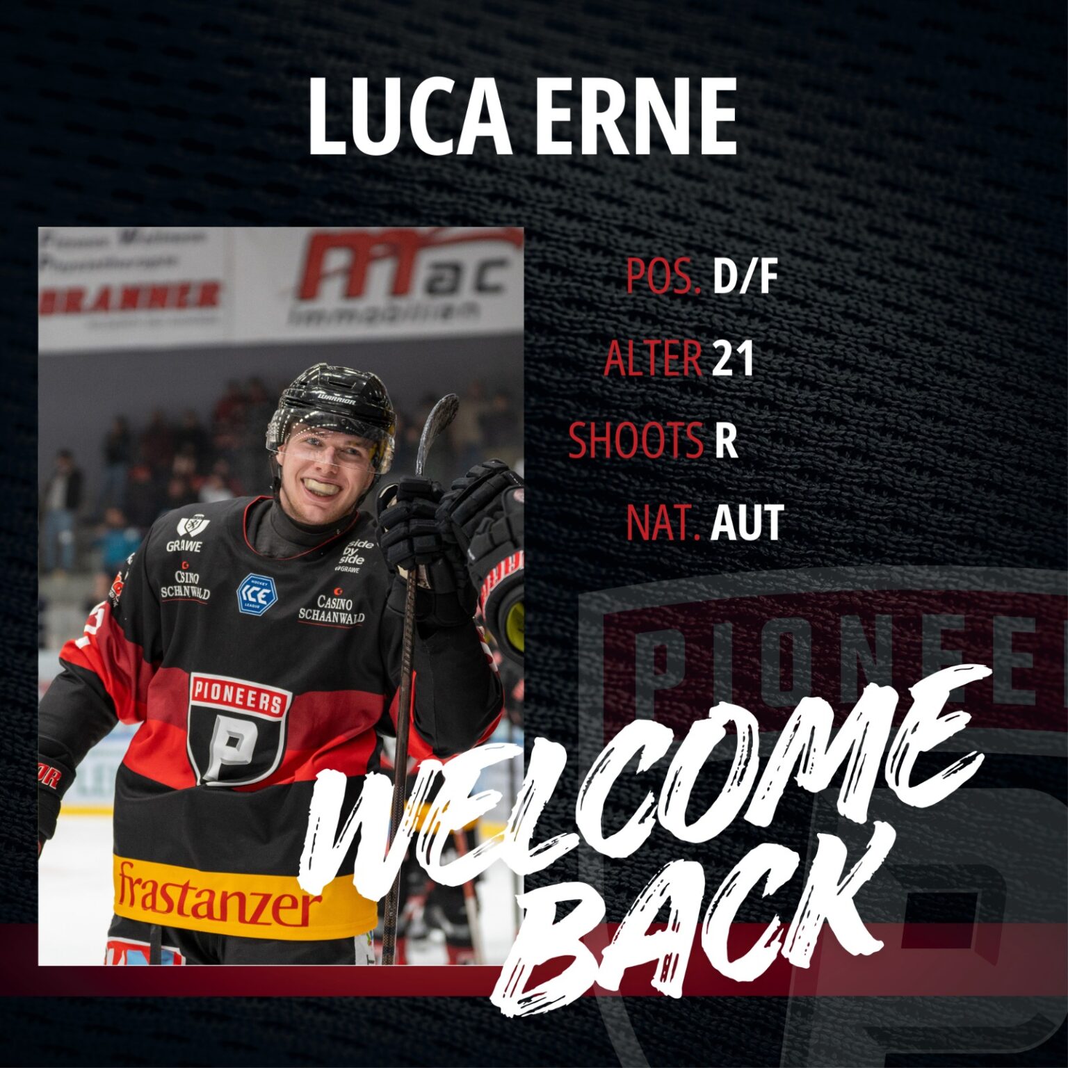 Luca Erne kehrt zu den Pioneers zurück - Pioneers Vorarlberg